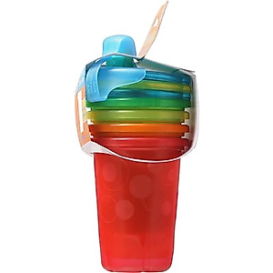 The First Years Take & Toss Spill Proof Sippy Cups - Reusable Toddler Cups - Rainbow - Kids Cups and Snap On Lids for Ages 9 Months and Up - 4 Count