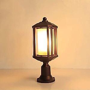 MODEBHD Traditional European Victoria Retro Post Pillar Lantern Glass Shade Waterproof IP44 Outdoor Column Lamps Antirust Aluminum Villa Garden Swimming Pool Fence Landscape Lighting E27