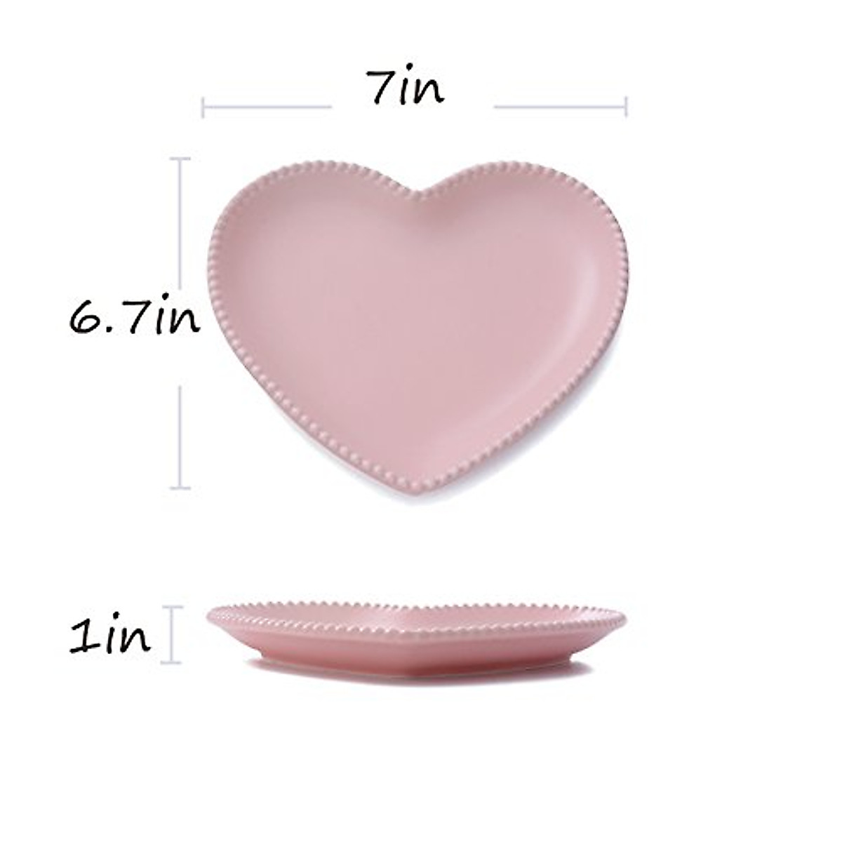 CHOOLD Elegant Ceramic Heart Shaped Dessert Plate for Kitchen Party, 7 Inch - 1 PCS