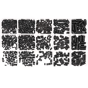 LBY 720pcs M2 M2.5 M3 M4 M5 M6 Internal Hex Drive Cup-Point Set Screws,Socket Head Cap Screws Grub Screws Assortment Kit 12 Sizes,Carbon Steel Black