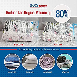 Variety 4 Pack | Spacesaver Vacuum Storage Bags Save 80% on Clothes Storage Space - Vacuum Sealer Bags for Comforters, Blankets, Bedding, Clothing - Compression Seal for Closet Storage - Pump for Travel (2 Large and 2 Jumbo bags)