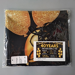 40th Birthday Banner Backdrop Decorations for Men Women, Black Gold Happy 40th Birthday Background Party Supplies, Happy 40th Anniversary Photo Props Decor for Outdoor Indoor