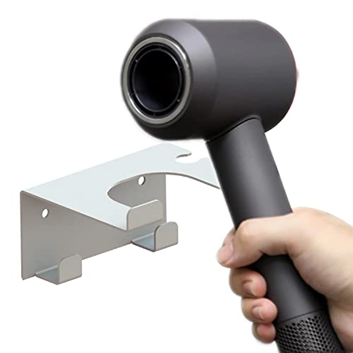 Hair Dryer Holder Wall Mounted - Hanging Blow Dryer |Blow Dryer Holder Rack for Dyson Supersonic Hair Dryer Stainless Steel, Hair Dryer Rack for Bathroom | Black (White)