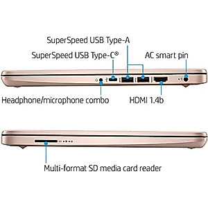 HP 14 Laptop for College Students, School, 14 Inch HD Display, Intel Celeron N4120, 8GB RAM, 192GB Storage (64GB eMMC + 128GB SD Card), Windows 11, 1 Year Office 365, Webcam, Rose Gold, PCM