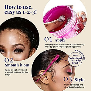 Red by Kiss Edge Fixer 24 Hour Maximum Hold Edge Wax No Flaking Biotin B7 Infused Hair Gel 3.38 fl.oz (Very Cherry)