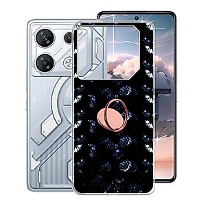 KJYFOANI for Infinix GT 10 Pro Case with [360° Rotation Ring Kickstand], Anti-Scratch Soft Silicone Phone Case for Infinix GT 10 Pro, Shockproof Cover for Women/Girl, Transparent (6.67") - XT24