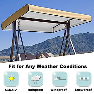 Outdoor Swing Canopy Replacement,Patio Chair Top Cover for Swing,Garden Porch Seat Furniture,2 & 3 Seater Waterproof UV Resistant Swing Canopy Seat Top Sunproof Protection Cover for Patio Garden Yard