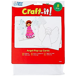 Baker Ross EX822 Christmas Angel Pop Up Cards - Pack of 8, for Children to Make and Embellish This Festive Season