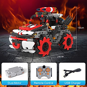 Building Remote Control Car, STEM Toys Set 546 Pcs Building Blocks Kit DIY Rechargeable RC Car with APP & Remote Control, Build Your Own Racing Stunt RC Vehicle for Kids Educational, Early Learning