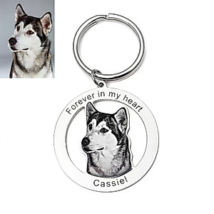 Portrait Your Pet Photo Key Chain Personalized Dog Keychain Custom Picture Keyrings Dog Photo Keyring Pet Keepsake JewelryPet Lover Gift