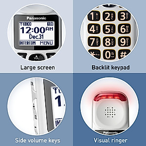 Panasonic Amplified Cordless Phone KX-TGM420W with Enhanced Noise Reduction and Digital Answering Machine - 1 Handset (White)