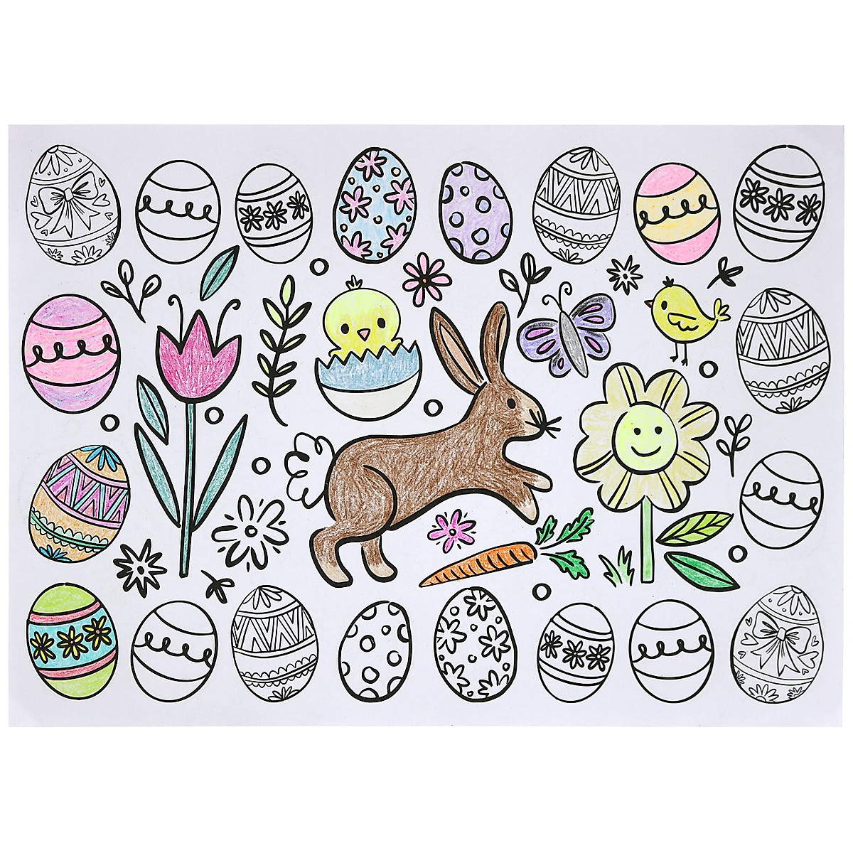 Iconikal Color-Your-Own 2-Sided Reversible Disposable Paper Place Mats, 14 x 10-inches, Easter, 22-Count