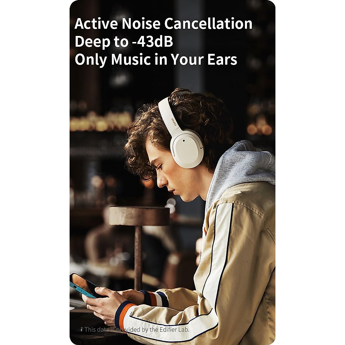 Edifier W820NB Plus Over-Ear Active Noise Cancelling Headphones, Clear Calls with Deep Noise Reduction,Bluetooth Headphones with LDAC for Hi Res Wireless Audio Comfortable Fit, Bluetooth 5.2 Black