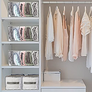 10 Pcs Extra Large Wardrobe Clothes Organizer with Handle, 5 Grid 17.3 x 9.8 x 8.3 Inch Foldable Mesh Clothes Storage Organizer for Closet, Washable Clothes Storage for Jeans Pants T-shirts Leggings