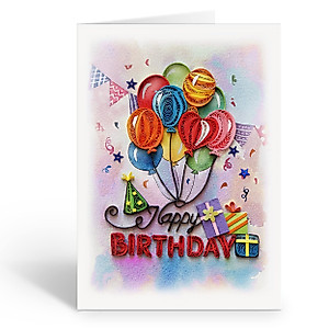 TUMYBee Quilled Happy Birthday Card, Floral Design, 5in x 7in, for Women