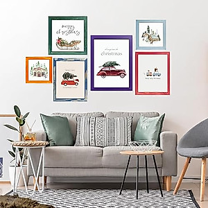 Rustic Wooden Picture Frame 11x14 Inch- 100% Natural Solid Eco Distressed Wood for Wall Mounting Photo Frame - Red