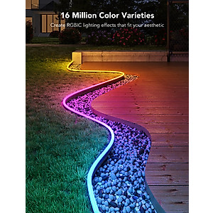 Govee Outdoor Neon Rope Lights, 32.8ft RGBIC IP67 Waterproof Patio Decorations with 64 Scene Modes, Music Sync, Flexible LED Outdoor Lights, Holiday Lights Work with Alexa, Google Assistant