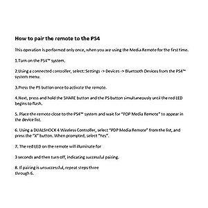 PDP Universal PS5/PS4 Media Remote Control, Playstation Gaming Remote Compatible with Sony Playstation 5 and Playstation 4, Bluetooth Detection for up to 4 Devices, TV Power/Input/Volume Controls