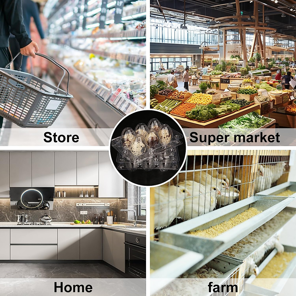 KUKLIPJIM 300 Pack Quail Egg Cartons, Clear Plastic Quail Egg Trays, Holds up to 6 Quail Eggs Securely - Your Ultimate Small Eggs Carton Holders for Bulk Storage and Display