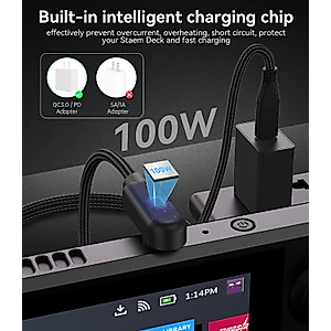 Antank 90 Degree USB C to USB C Cable for Steam Deck, [6.6FT Nylon Braided] 100W PD Fast Charging Cable Cord Compatible with Steam Deck, Nintendo Switch, Samsung Galaxy, Pixel, MacBook, iPad