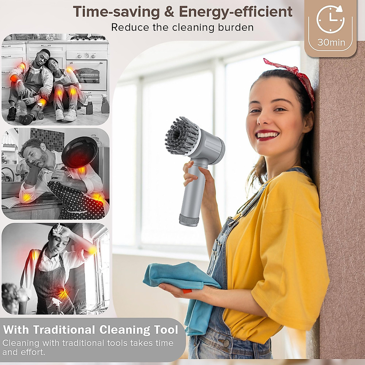 LEKISHE Electric Spin Scrubber 2024 New Electric Scrubber for Bathroom with 6 Replaceable Heads,Handheld Spin Scrubber,Power Shower Scrubber for Cleaning Shower,Floor,Grout,Tub