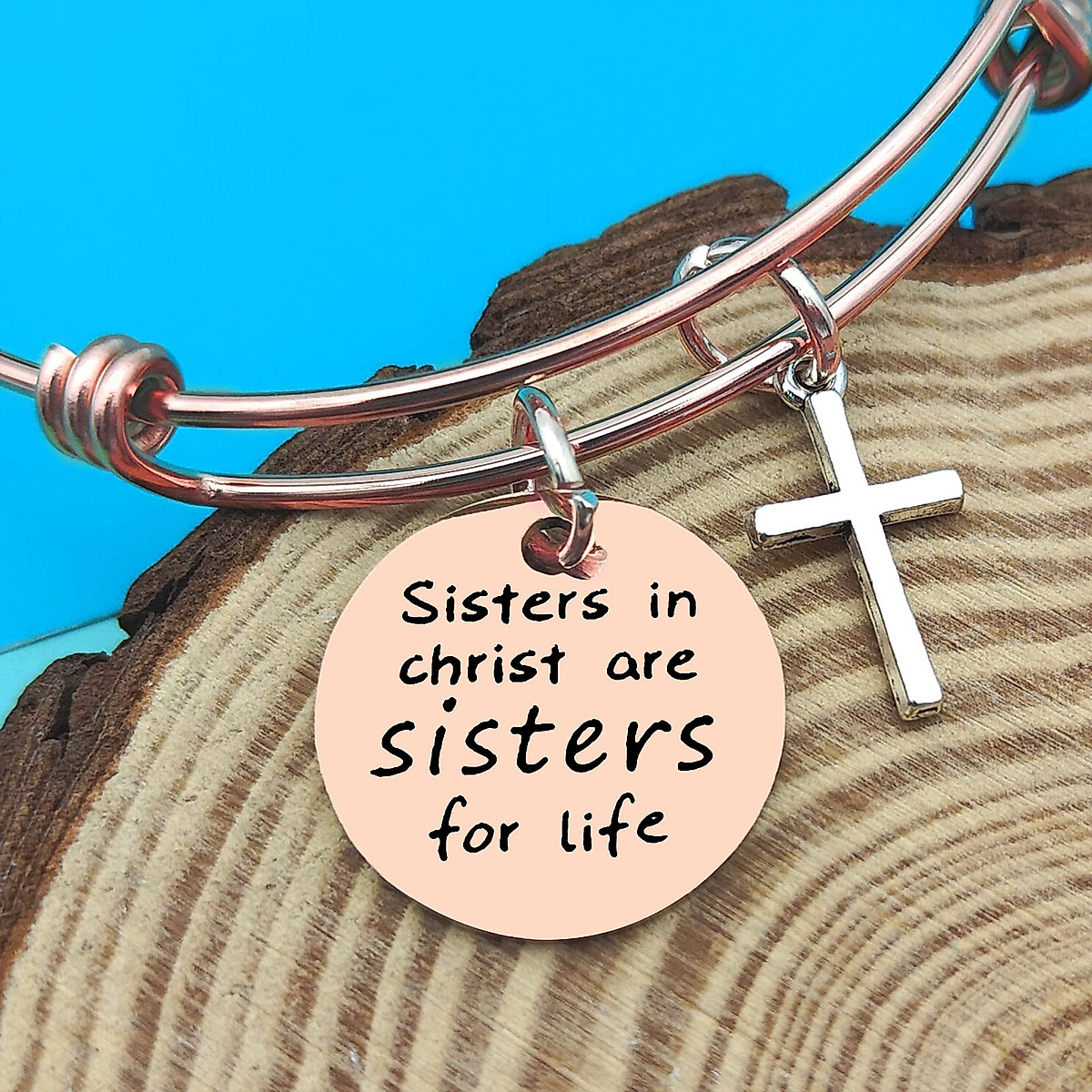 Christian Sister Gift Jewelry Religious Gifts for Women Sister Friends Bracelet Sisters in Christ Gifts Friendship Bangle Faith Gifts Christian Sister Gifts Easter Christmas Graduation Birthday Gifts