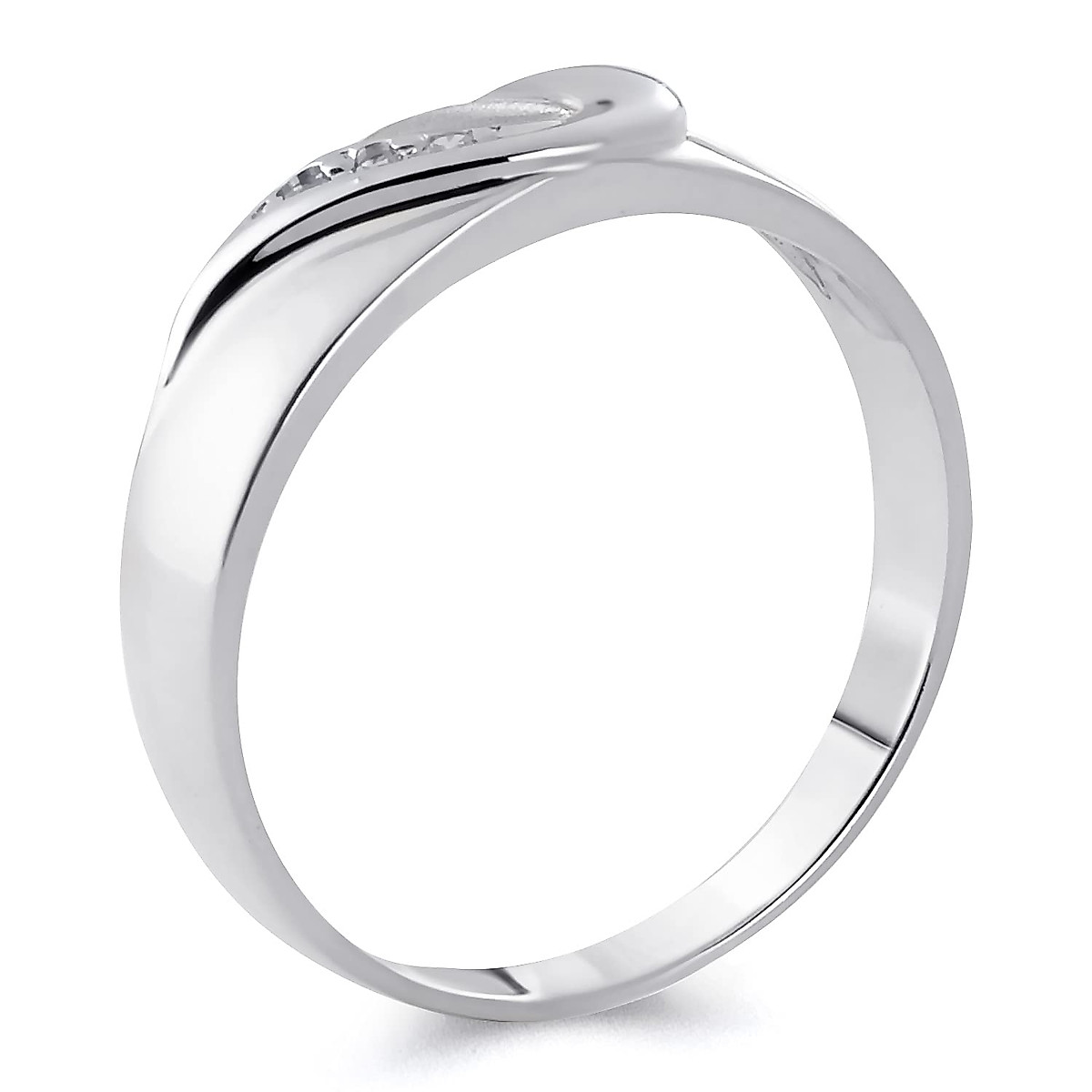 14k White Gold Solid Engagement Ring and Wedding Band 2 Piece Set - Size 7