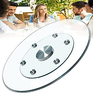 Glass Lazy Susan for Dining Table Tempered Glass Heavy Duty Turntable Round Large Tabletop Serving Plate Transparent Rotating Tray with Silent Bearing Centerpieces (Size : 80cm/31in)