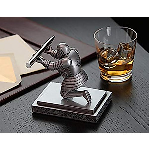 ThinkGeek Executive Knight Pen Holder - Fancy Black-Inked Pen with Refillable Ink Included - A ThinkGeek Creation and Exclusive, Silver/Grey, One Size (71543)