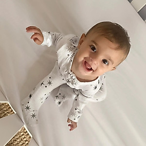 aden + anais Layette, Baby Boy or Girl Long Sleeve Zipper One-Piece, Star Cluster, 3-6M