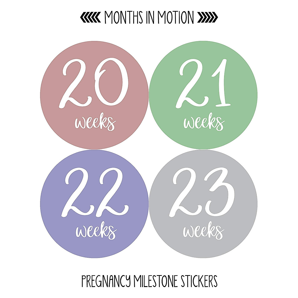 Months In Motion Pregnancy Weekly Belly Growth Stickers, 36 pcs - Purple Pink, Matte Finish, Cloth Surface, for Maternity Photo Sessions & Keepsakes