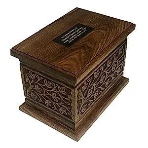 Extra Large Human Cremation Urn, Companion Wooden Funeral Cremation Ash Urn, Double Urn with Customized Name Plates