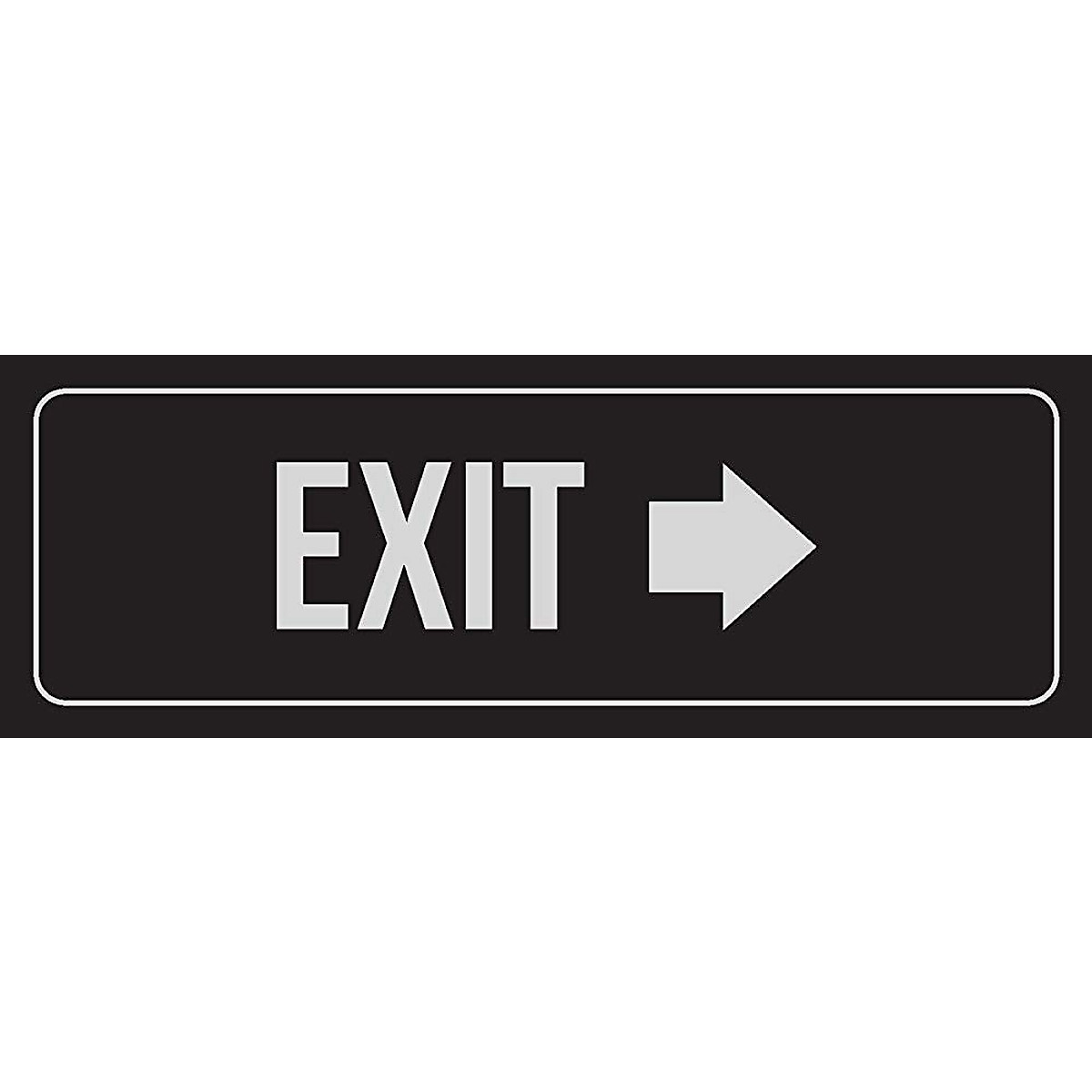 New Great Black Background with Silver Font Exit Right Arrow Business Retail Wall Sign, 3x9 Inch for Outdoor & Indoor Single Sign