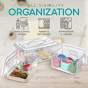 Richards Homewares Plastic Storage Containers with Lids for Organizing - 1 Large and 2 Medium Bins - Clear Box for Closet, Kitchen, Pantry, Garage, Toys and Shoes