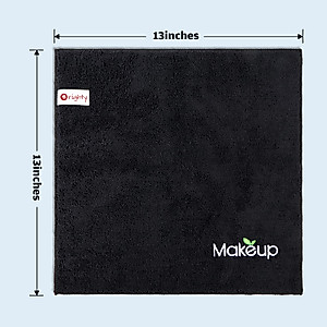 Orighty Microfiber Makeup Remover Cloths - Super Soft, Quick Dry Face Towels for Cleansing, 13 x 13 Inch, Pack of 6, Black