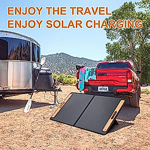 100W 18V Portable Solar Panel for Power Station, 100 watt Solar Charger with USB QC 3.0 Typc C Output + 10A MPPT Charge Controller to Charge 12V Batteries for RV Camping Travel Outdoor Backup