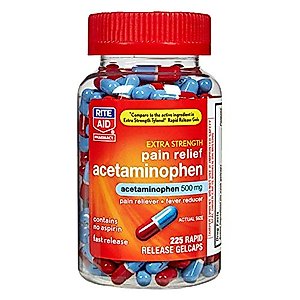 Rite Aid Extra Strength 500 mg Acetaminophen Pain Relief, Rapid Release Gelcaps - 225 Count | Pain Reliever, Joint Pain Relief | Muscle Pain Relief | Arthritis Pain Relief | Back Pain Relief Products