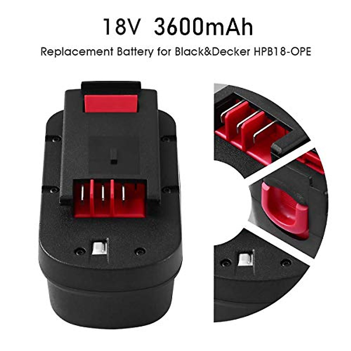 VANON 2Pack HPB18 3.6Ah 18V Replacement for Black and Decker 18V Battery HPB18-OPE 244760-00 A1718 FSB18 FEB180S A18 FS18FL(Three prongs for Black & Decker).
