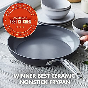 GreenPan Valencia Pro Hard Anodized Healthy Ceramic Nonstick 8" 9.5" and 11" Frying Pan Skillet Set, PFAS-Free, Induction, Dishwasher Safe, Ovens Safe, Gray