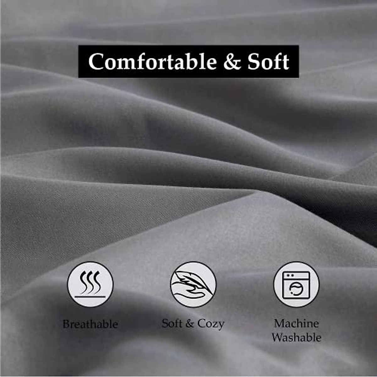 KM Standard Pillowcase Set of 2 Dark Gray, Bed Pillow Covers, Ultra Soft (20 x 30) Inches, Solid Pillowcases with Open Closure, Machine Washable Dark Grey