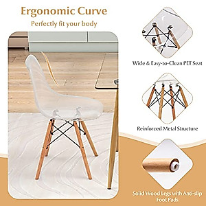 Tangkula 5 Pieces Dining Room Table Set, Modern Table & Chair Set for 4, 4 Clear Plastic Dining Chairs with Glass Dining Table for Small Living Room, Kitchen