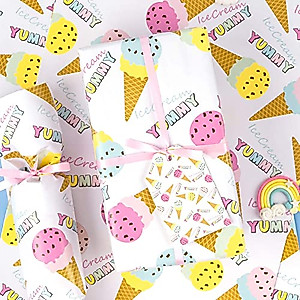 MAYPLUSS Wrapping Paper Sheet Set - Folded Flat - 3 Large Sheets with 3 Gift Tags - Summer Design(22.6 sq.ft.TTL) - 27.5 inch X 39.4 inch Per Sheet