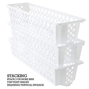 Organize Your Home Long Slide-It Baskets, 3 Pack, Stacking and Sliding Modular Storage, Great Organizing Bins for Pantry, Closet, Bedroom, Office, and all Storage, 21” x 6.3” x 4.4”