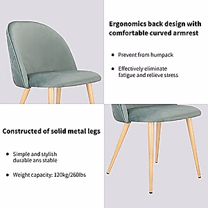 ExAchat Dining Chairs Set of 4, Velvet Dining Room Chairs Modern Kitchen Chairs with Backrest Wooden Style Metal Legs for Dining Room Living Room Restaurant Cafe Kitchen Green