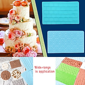 6 Pack Fondant Impression Mat Set Cake Decor Mold Set-Embossed Tree Bark/Flower/Cobblestone Texture Design Sugarcraft Decor Tool for Chocolate Cupcake Topper Wedding Cake