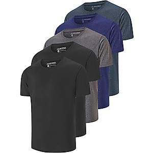 5 Pack Men's Dry Fit T Shirts, Athletic Running Gym Workout Short Sleeve Tee Shirts for Men (US, Alpha, X-Large, Regular, Regular, Set 1)