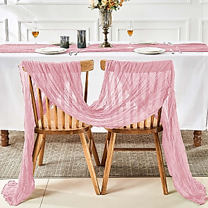 Light Pink Cheesecloth Table Runner 10ft Pink Table Runner Gauze Rustic Boho Table Runner Sheer Runner for Wedding Party Bridal Shower Thanksgiving Christmas Party Decoration