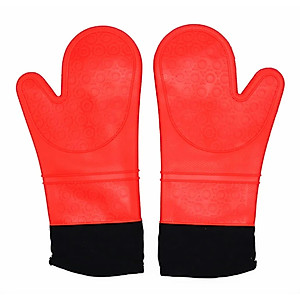 Long Silicone Oven Mitts Set: Featuring Non-Slip Grip, Resistance to Heat, Ease of Cleaning, Perfect for Grilling, Baking, and Various Other Culinary tasks.