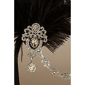 BABEYOND Women's Ostrish Feather Crystal Headband Feather Headband Flapper Headpiece 1920s