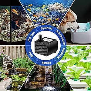 Upgrade Mini Submersible Water Pump, Reggory Small Fountain Pump(95GPH, 5W), Durable Aquarium Pump for Fish Tank, Hydroponics, Outdoor/Indoor.